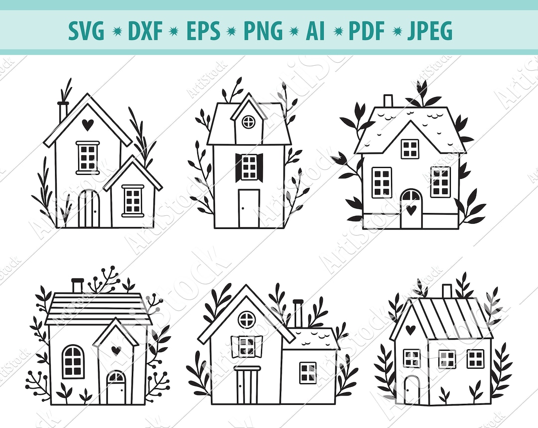 Little House Svg, Scandinavian Houses SVG, Nordic Svg, Floral House SVG ...