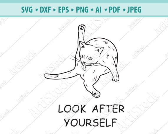 Funny Cat Svg Licking Cat Svg File Ridiculous Kiiten Svg - Etsy Finland