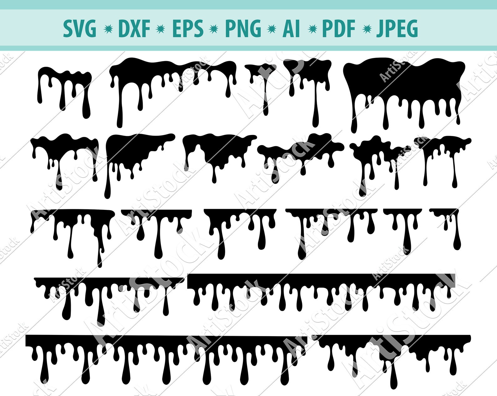 Dripping Borders Svg, Dripping Liquid Svg, Dripping Borders Clipart ...