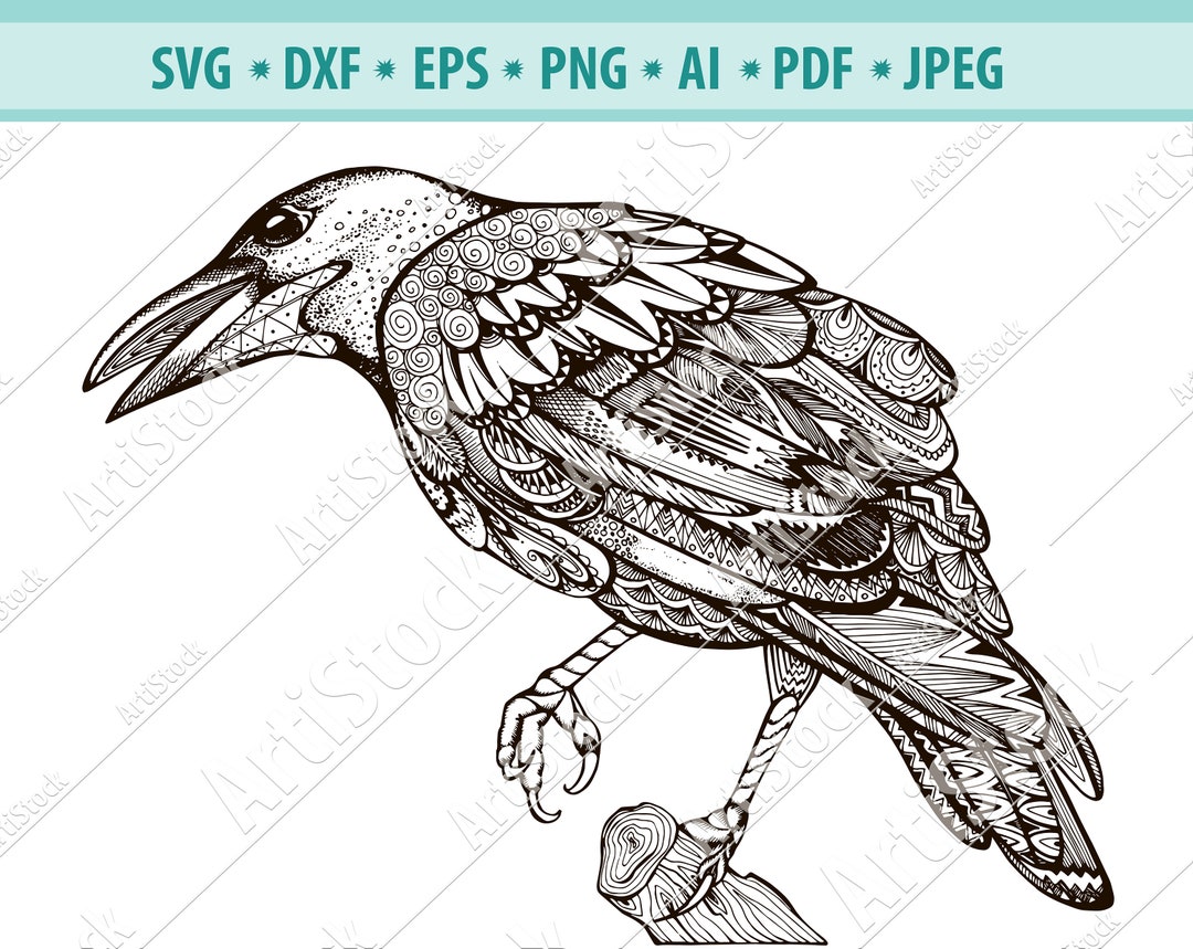 Raven SVG, Crow Zentangle Svg, Raven Clipart, Raven Files for Cricut ...