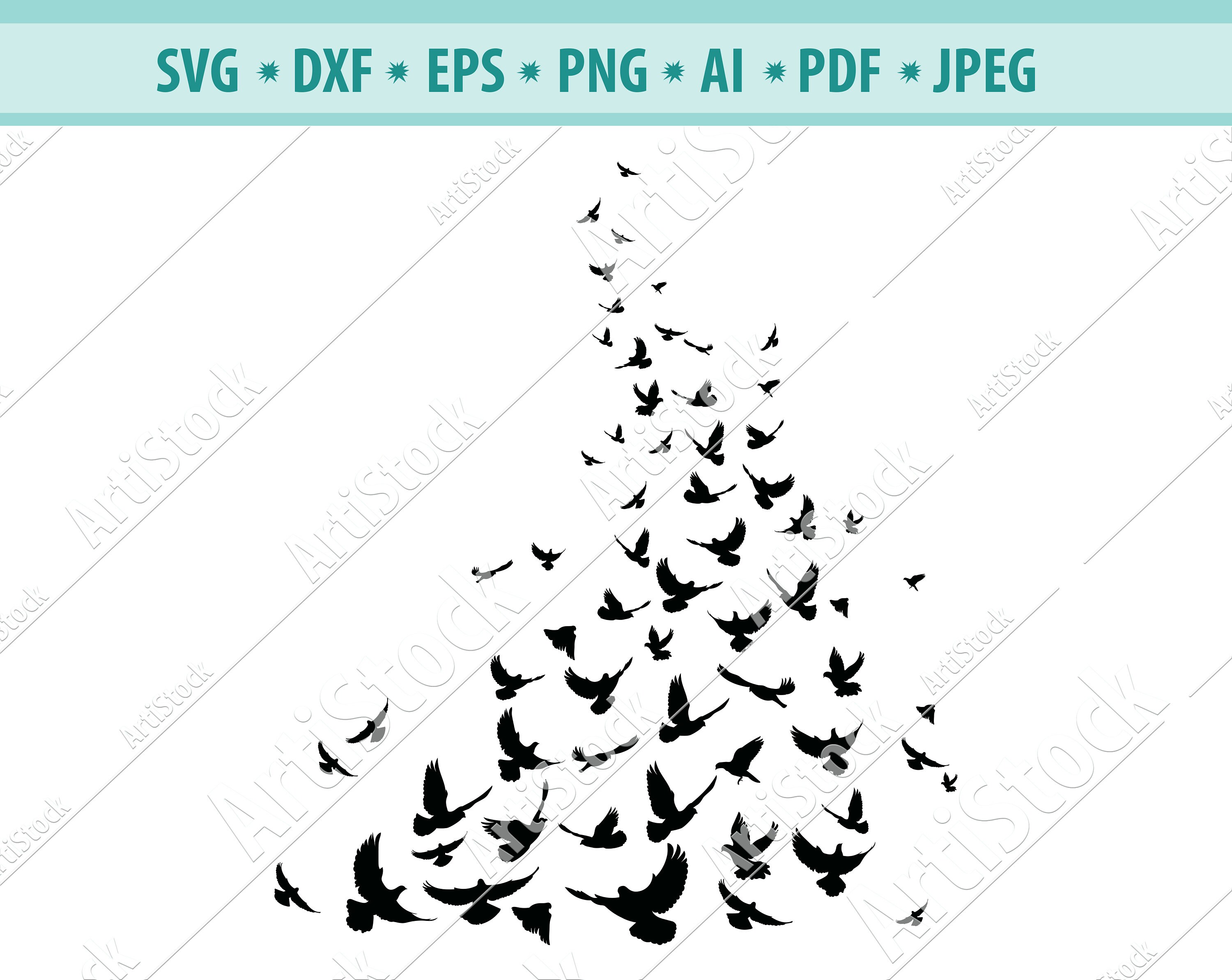 Flock of Birds SVG Vector Silueta de aves SVG pájaros | Etsy México