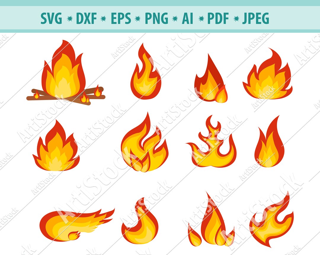 Fire SVG, Flames SVG, Fire Cricut, Fire Dxf, Flames Cutting File for ...