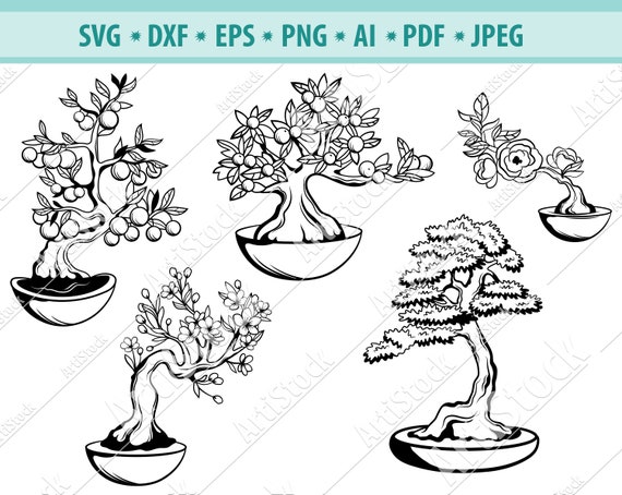 Bonsai Tree SVG Evergreen Svg Bonsai Clipart Bonsai | Etsy