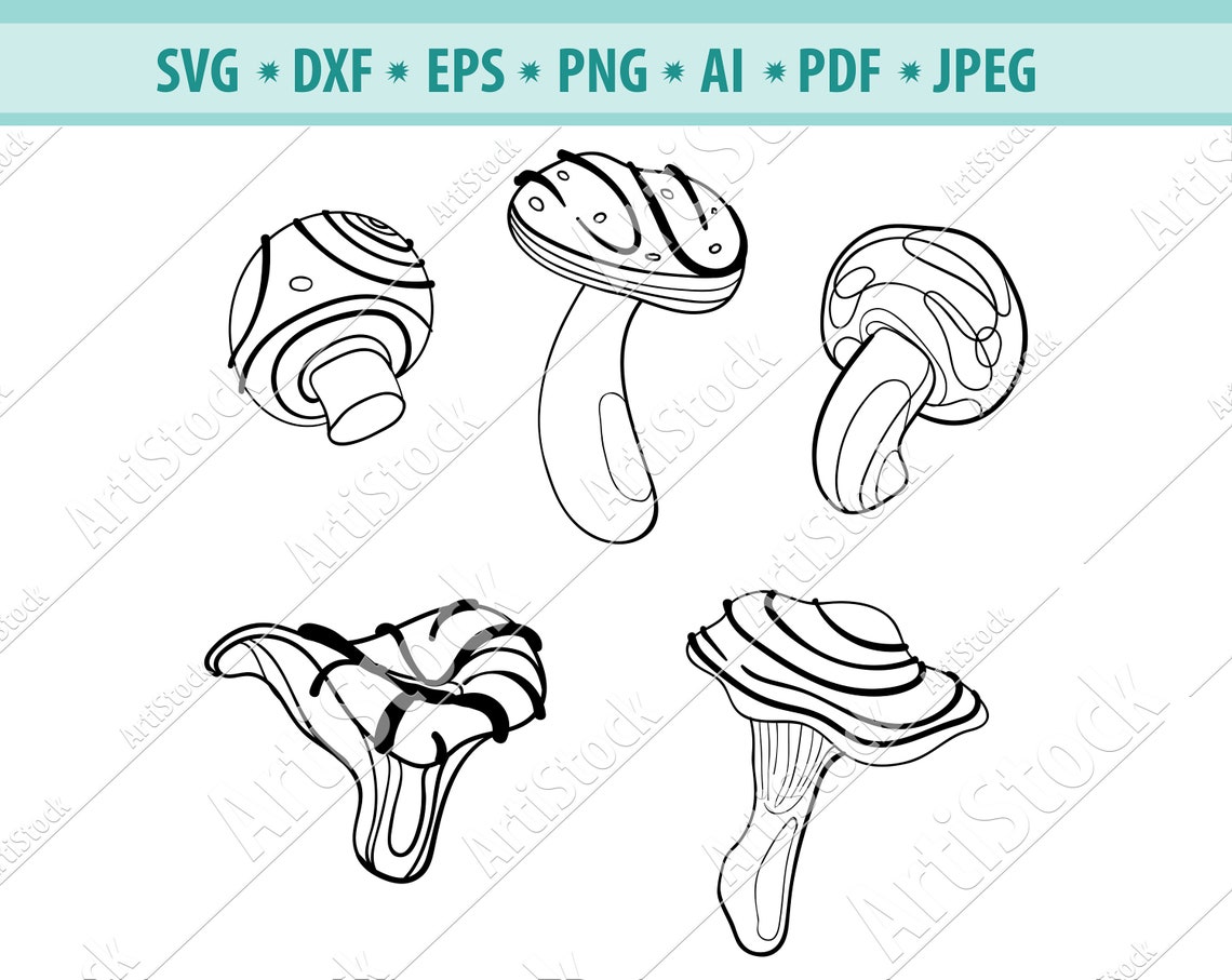 Mushrooms SVG Mushroom Champignons Svg Mushrooms Clipart - Etsy