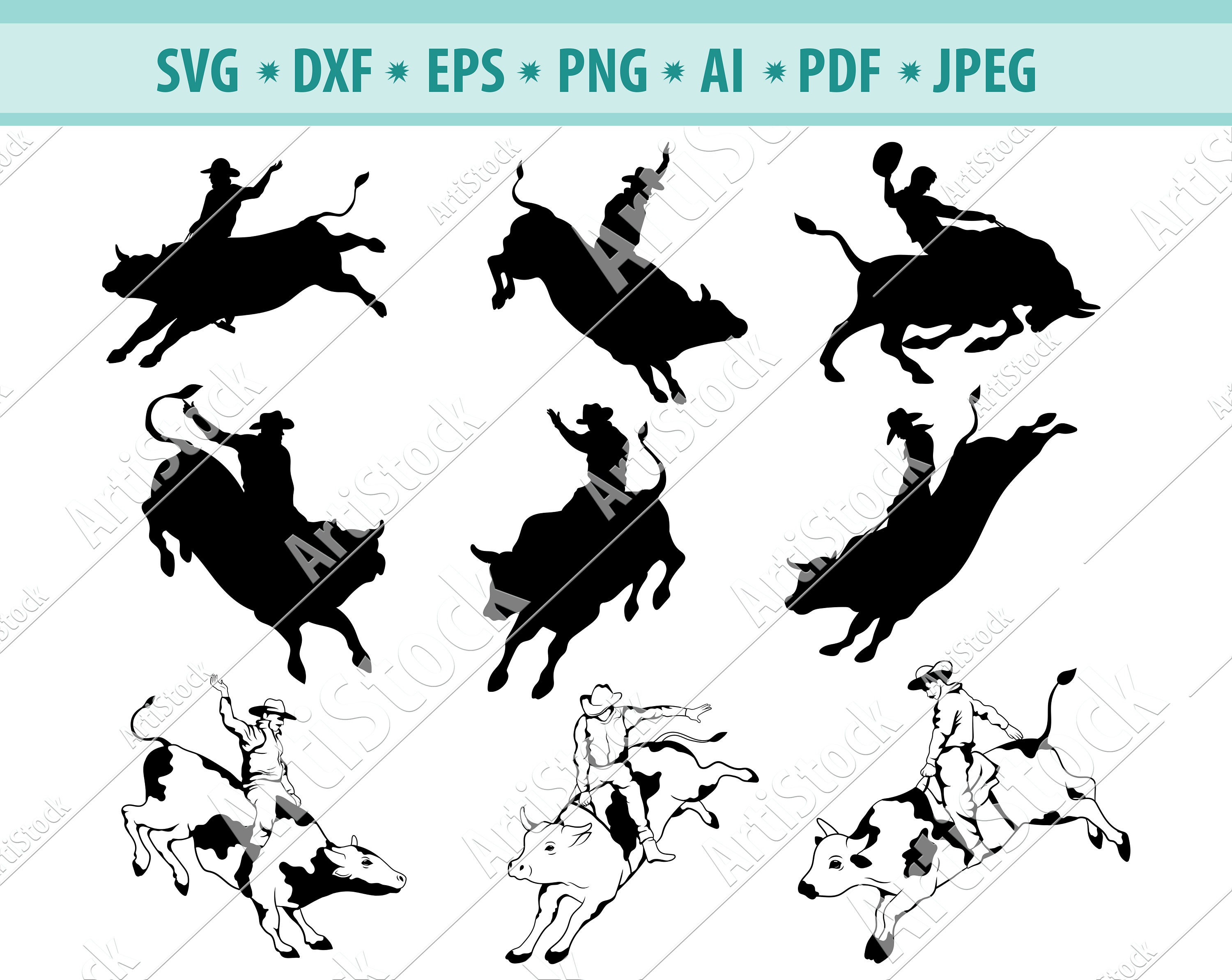 Rodeo Svg, Bull Rider Svg, Rodeo Cowboy Svg, Steer Riding SVG, Bull ...