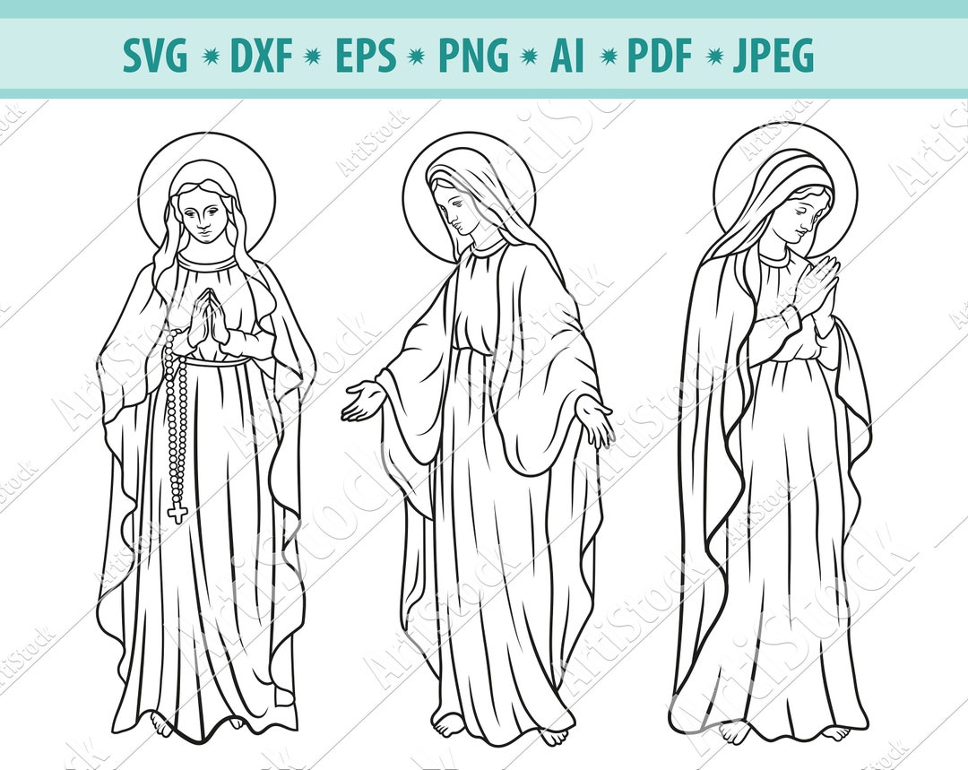 Virgin Mary Svg, Cross Svg, Praying Mary Svg, Virgen De Guadalupe Svg ...