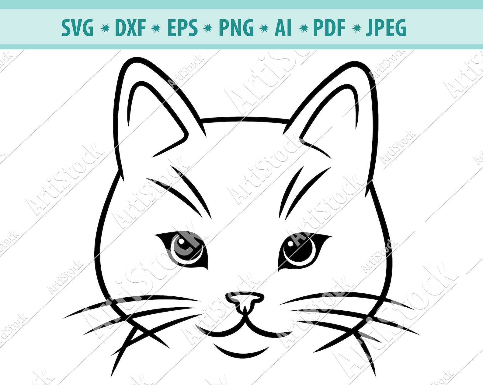 Cat Face SVG Animal Face Svg Cat Head Svg Cat SVG File | Etsy