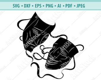 Comedy and Tragedy Mask SVG Cut File - Etsy