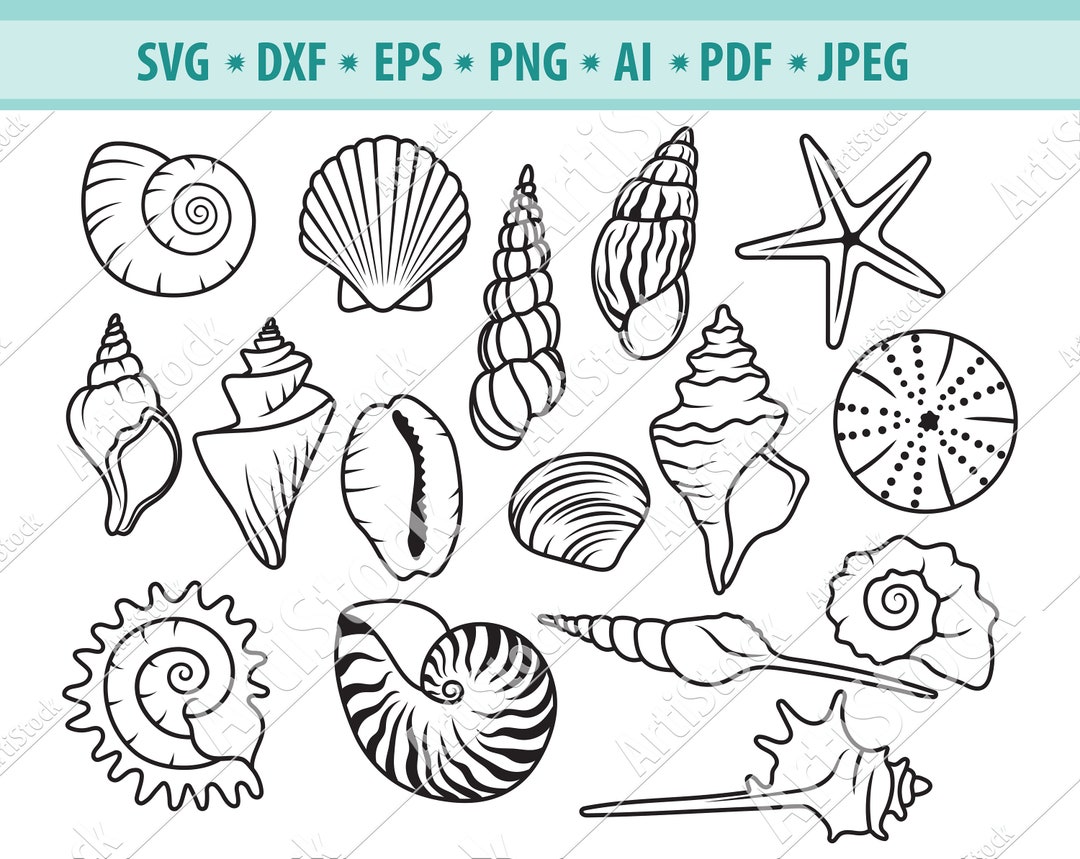 Seashells Svg, Shell Clipart, Underwater World Svg, Ocean Svg, Starfish ...