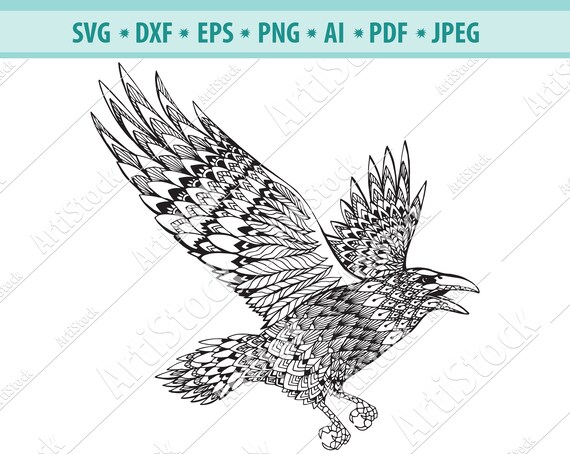 Raven SVG Crow Zentangle Svg Raven Clipart Raven Files for - Etsy Finland