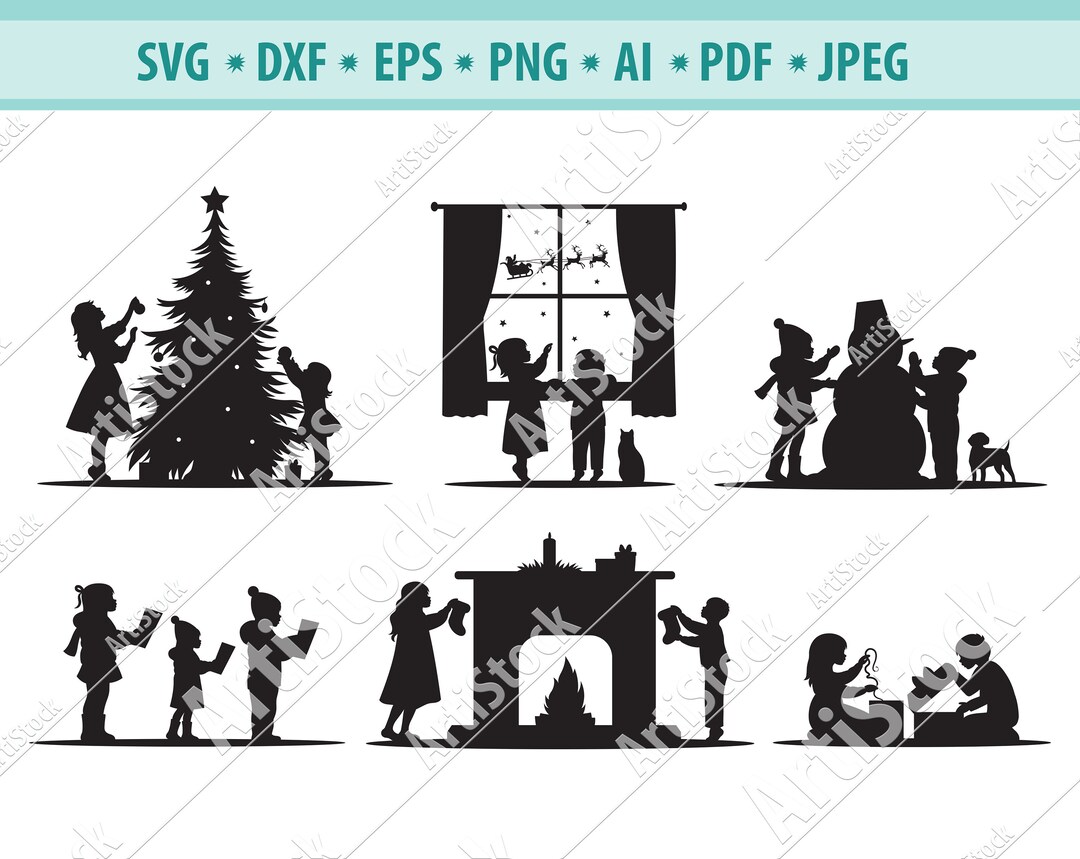 Christmas Scene Svg, Christmas Svg, Cute Cartoon Children Svg, Holiday ...