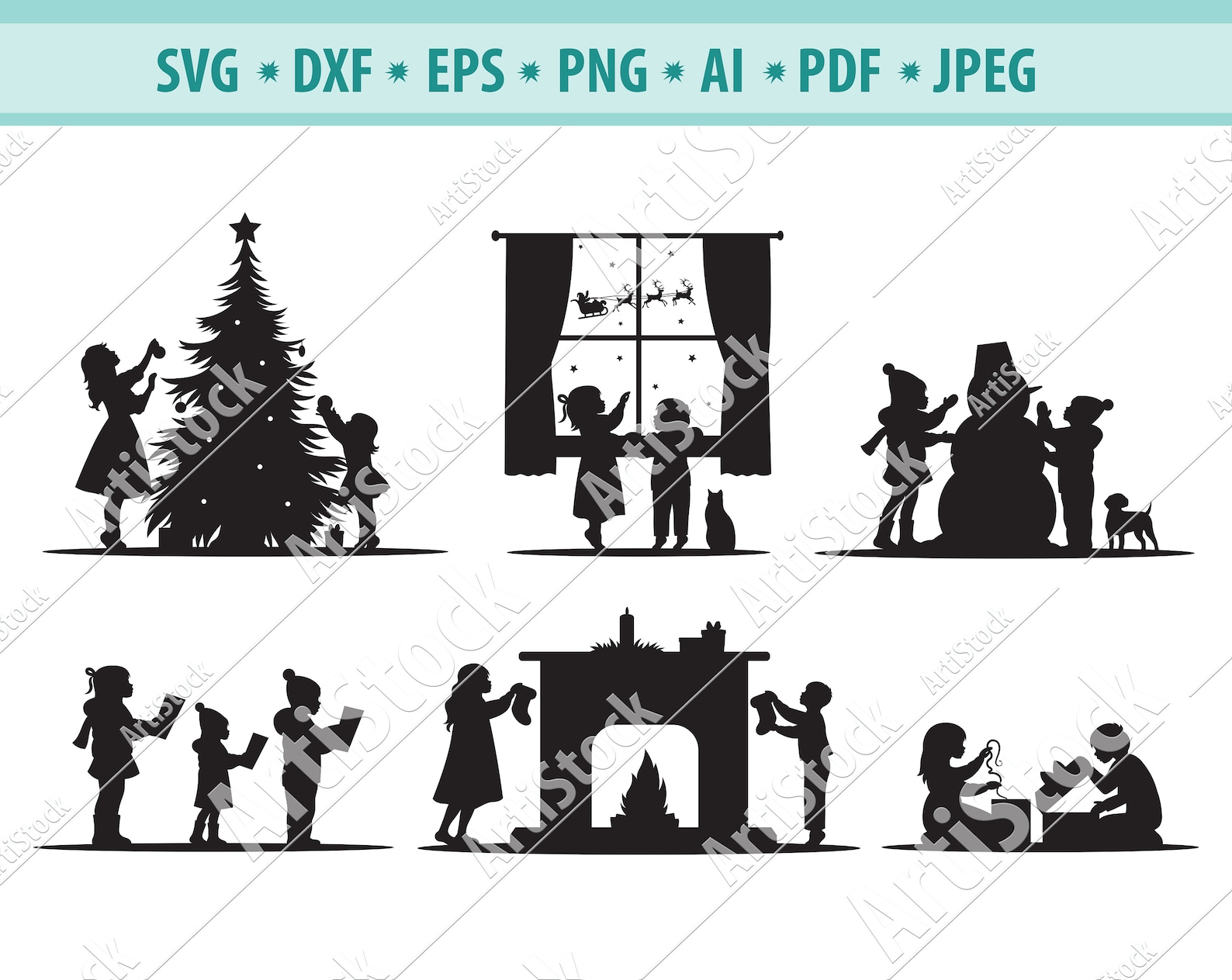 Christmas Scene Svg Christmas Svg Cute Cartoon Children Svg - Etsy