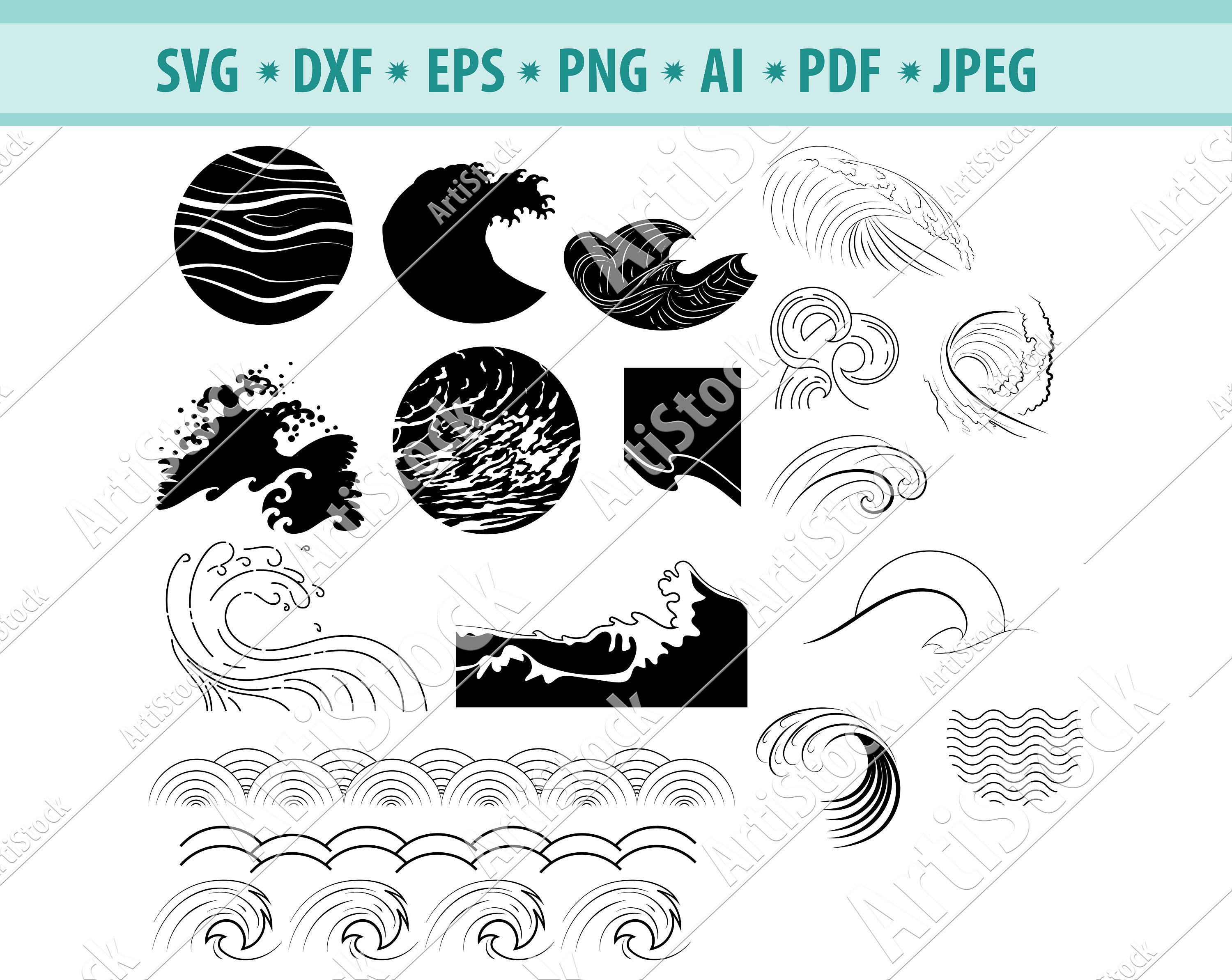 Wave SVG /waves Svg/sea Waves Svg/ Ocean Waves Svg/ Clipart/ - Etsy
