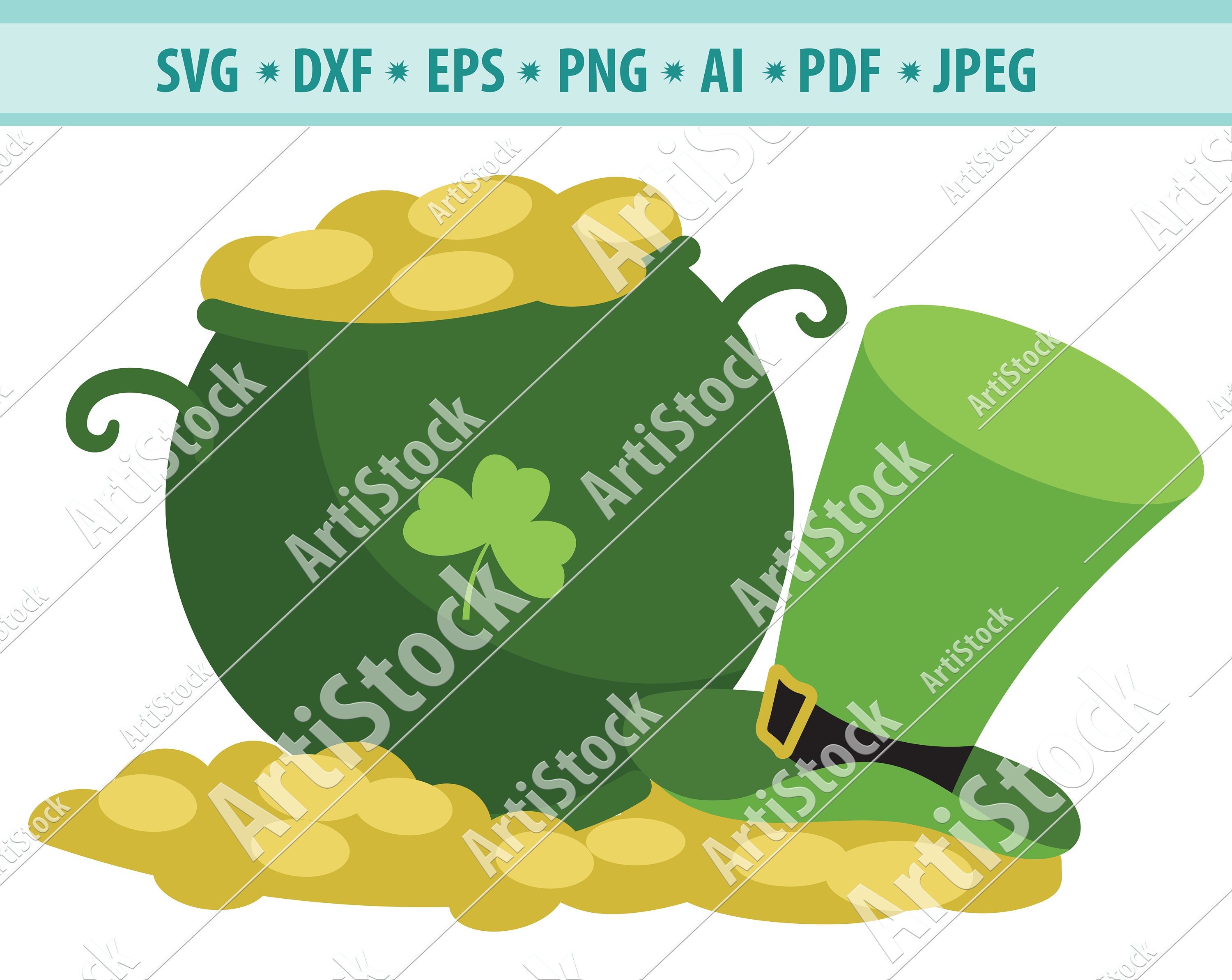 Gold Pot with leprechaun hat SVG St. Patrick's Day Pot of | Etsy