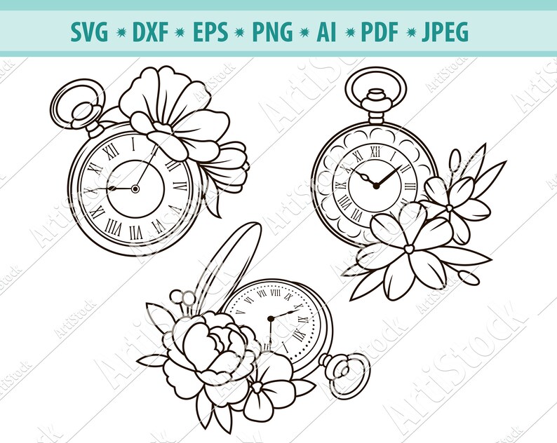 Floral Clock Svg File Vintage Floral Clock Svg Wedding Clock - Etsy