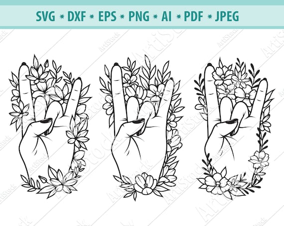 Floral Hand Svg Hand Sign Svg Wildflower Svg Flower Hand | Etsy