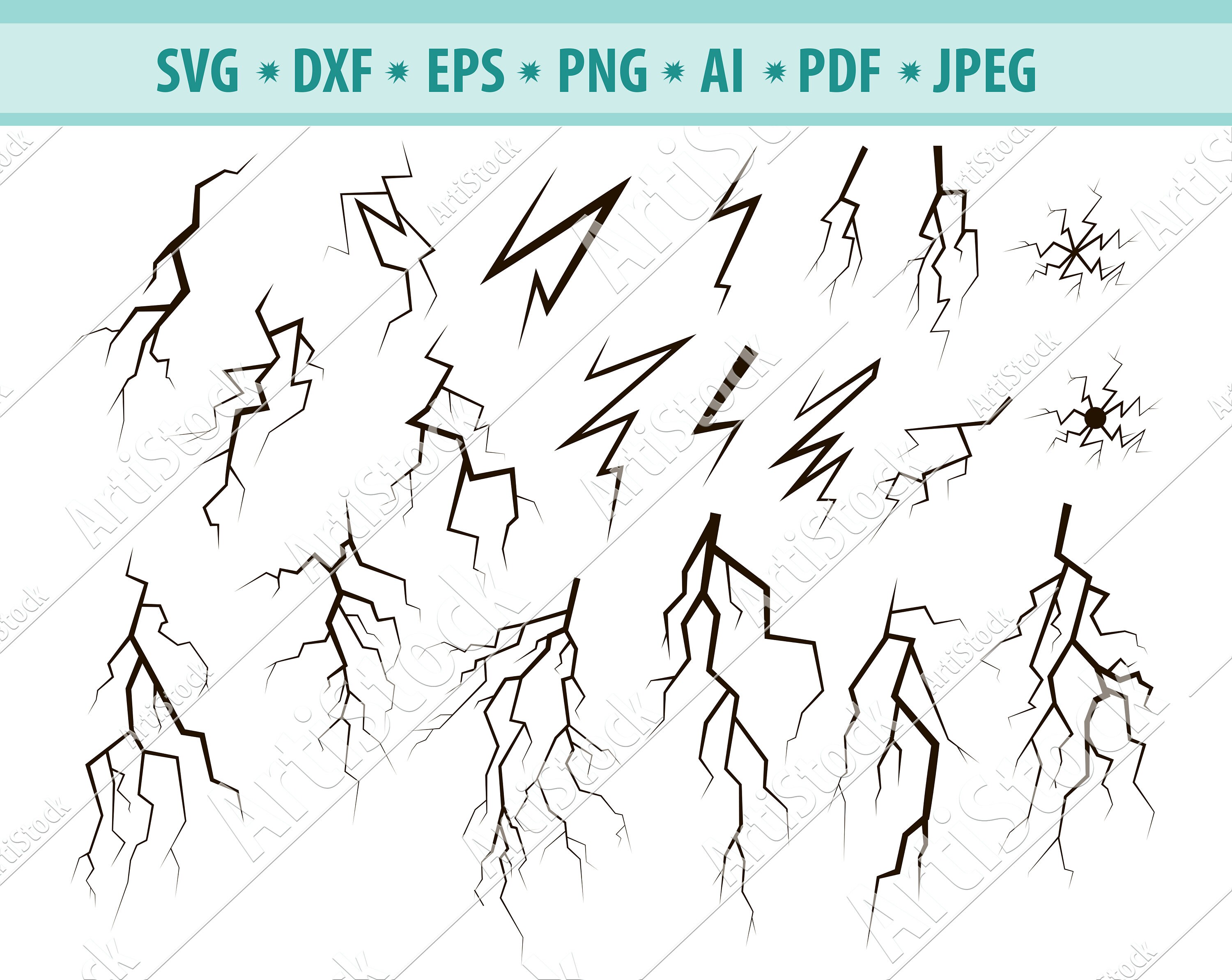 Risse digitale Clipart Risse Svg Lightning SVG Instant - Etsy Schweiz