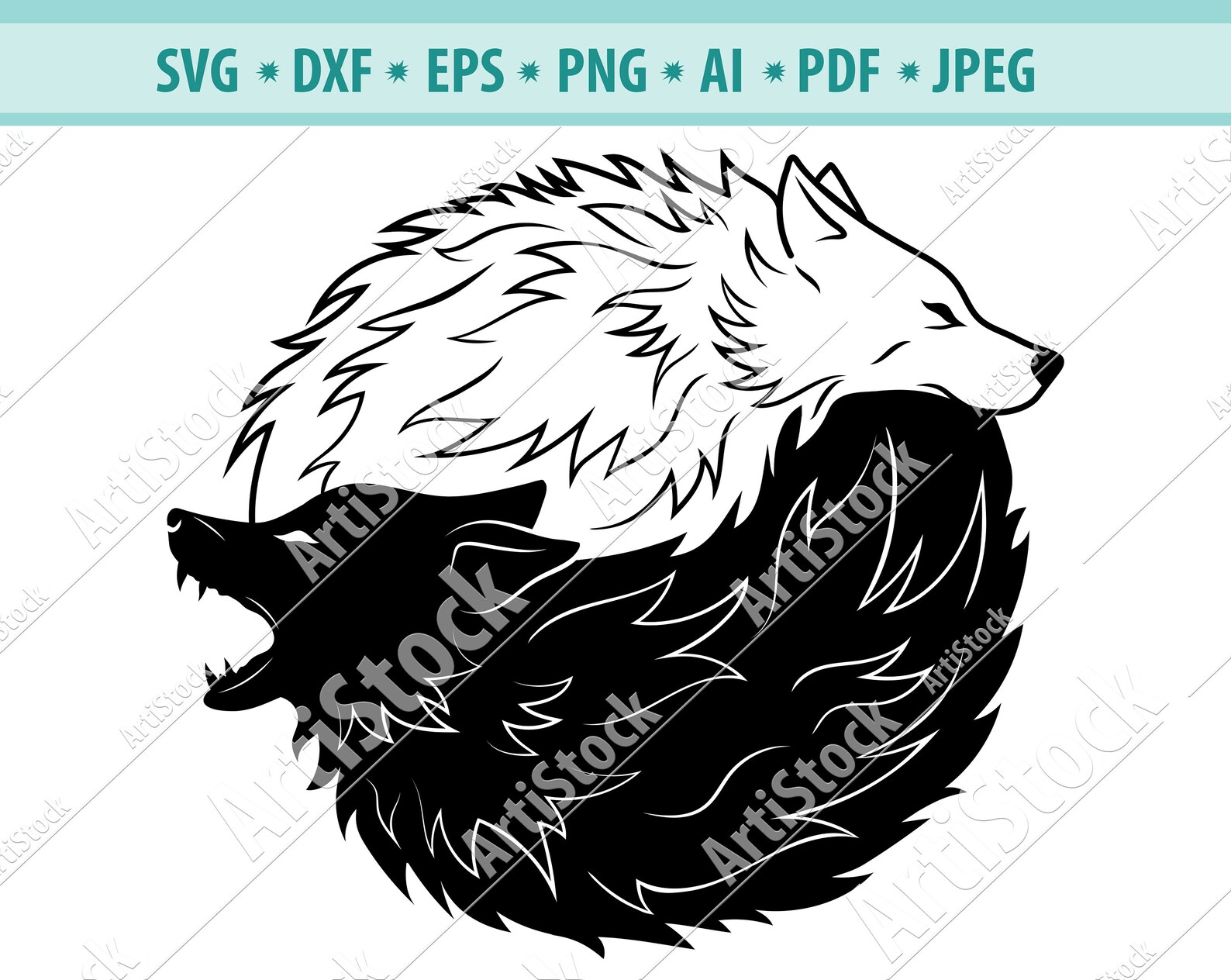 Wolf Yin Yang Svg Wolf Clipart Wolves Svg Zen Svg Wolf Yin | Etsy