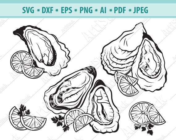 Oysters Svg Oysters With Lemon Svg Beach Svg Shellfish - Etsy