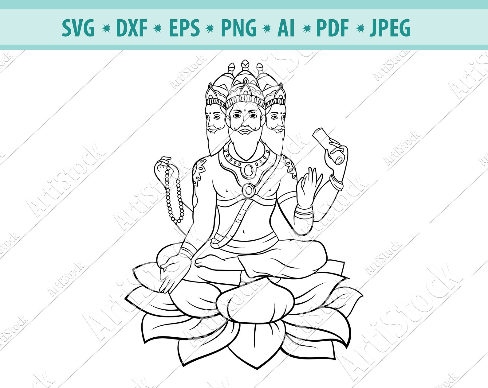 Goddess Brahma Svg, God Brahma Svg, Hindu God Svg, Indian God Svg ...