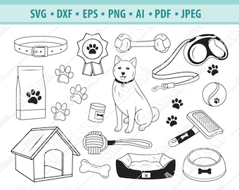 Dog Accessories Clipart - Etsy