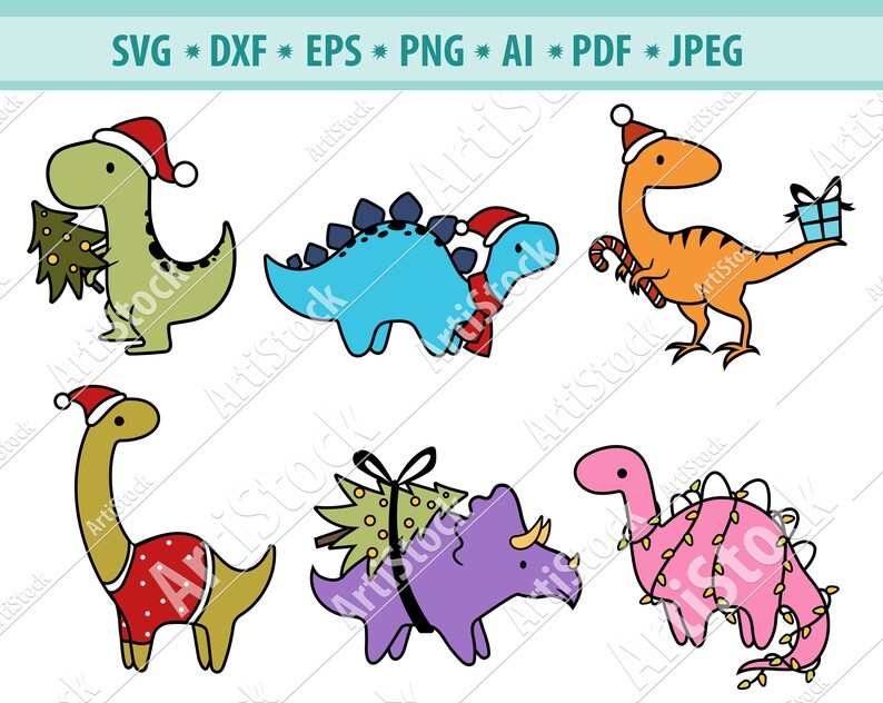 Christmas Dinosaur Svg Santa T-rex Svg Holiday Cut Files - Etsy
