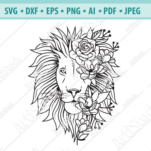 Lion Head SVG Lion Flower Svg Boho Lion Svg Wild Cat Svg - Etsy