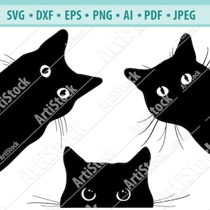 Cat SVG Black Cat Svg Peeking Cat Clipart Peeping Cat SVG | Etsy