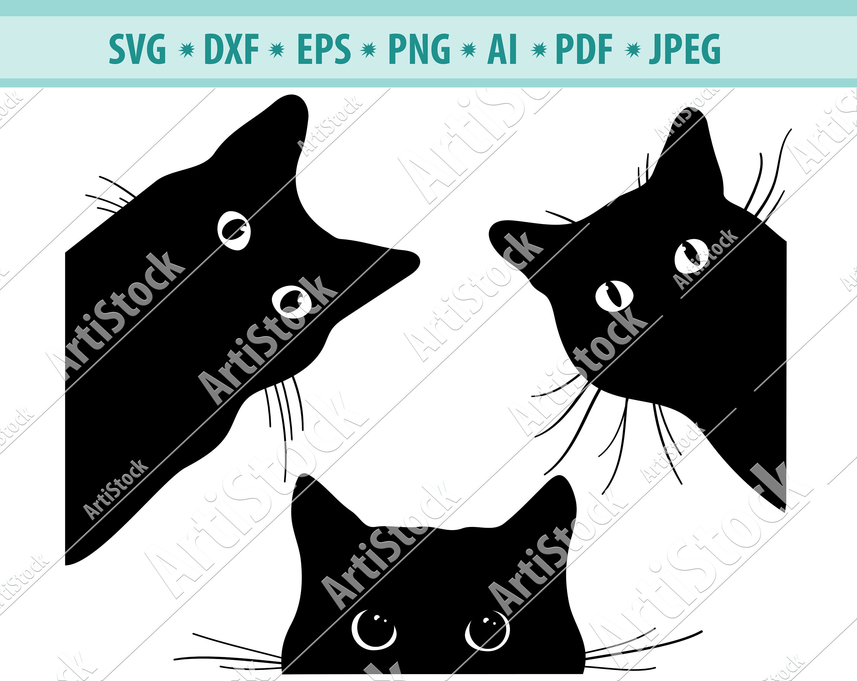 Cat SVG Black cat svg Peeking cat clipart Peeping cat SVG | Etsy