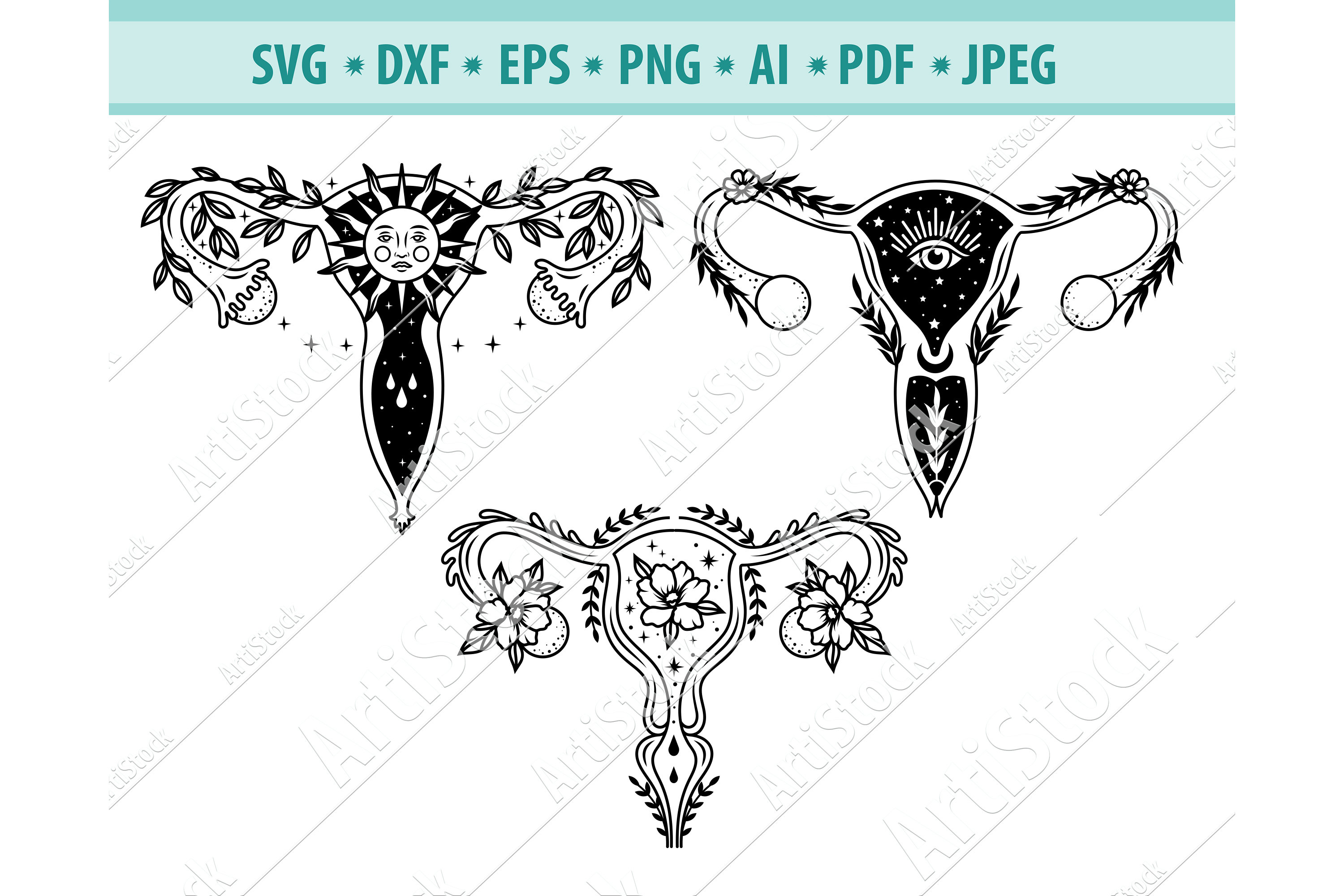 Utérus floral Svg, Utérus avec fleurs Svg, Fleur Svg, Fichier coupé ...