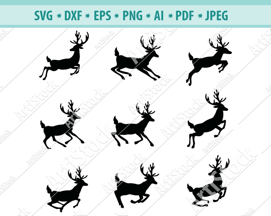 Reindeer svg Christmas reindeer svg file running deer svg | Etsy