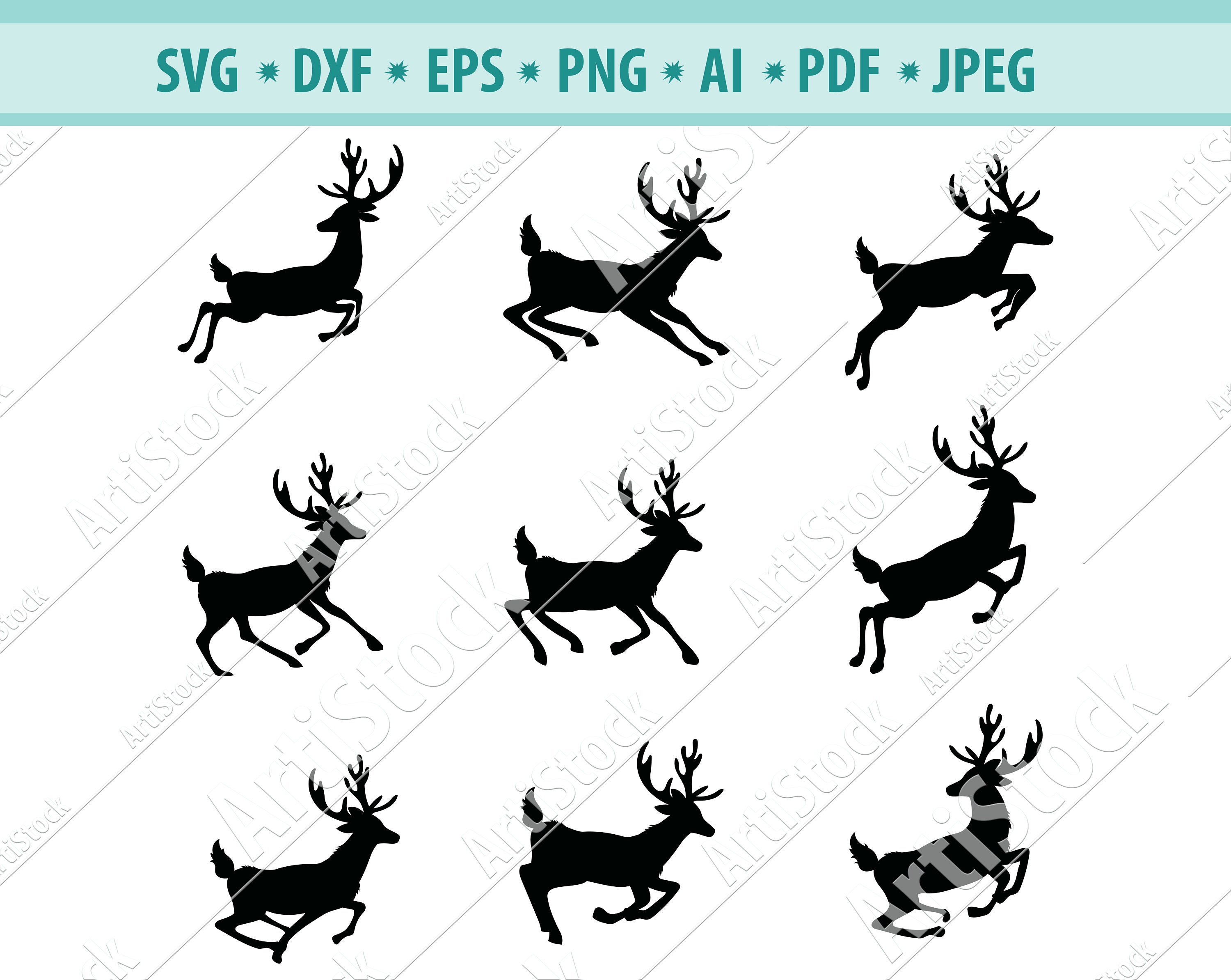 Renna svg file in formato svg di Natale renna esecuzione di - Etsy Italia