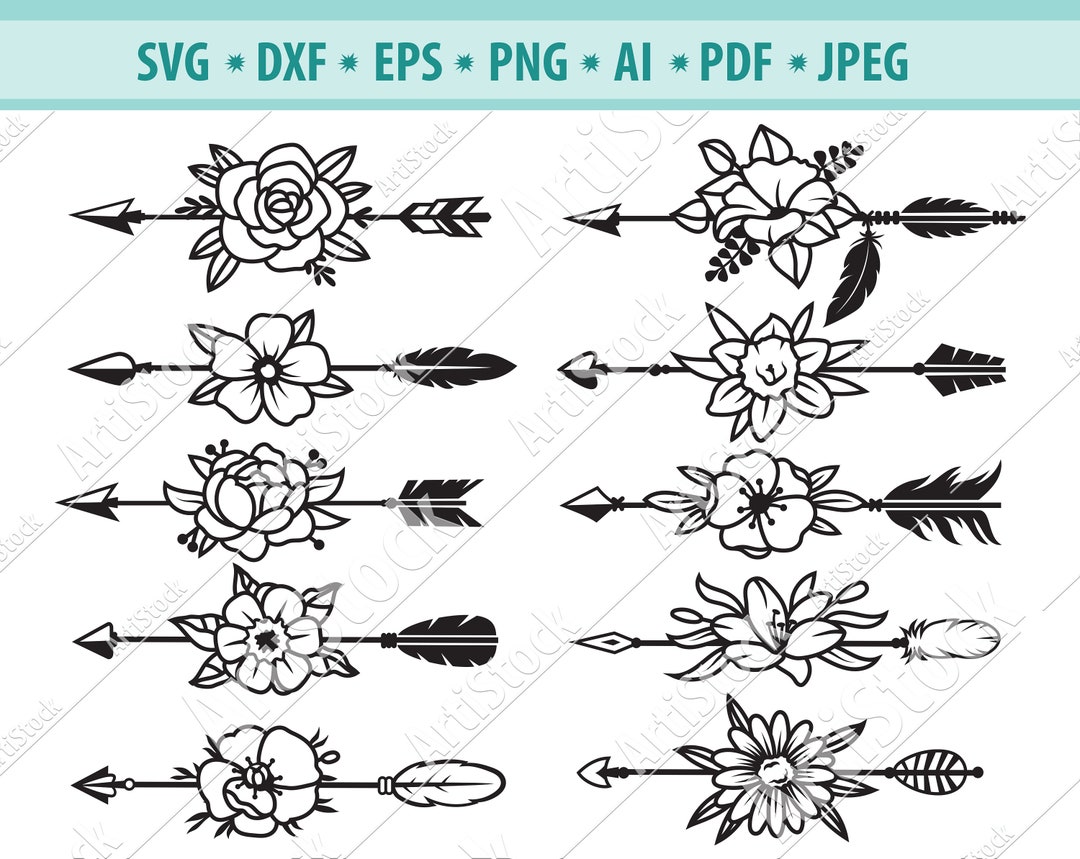 Arrows SVG File, Arrows Cut File, Arrow With Flowers Svg, Flowers Svg ...