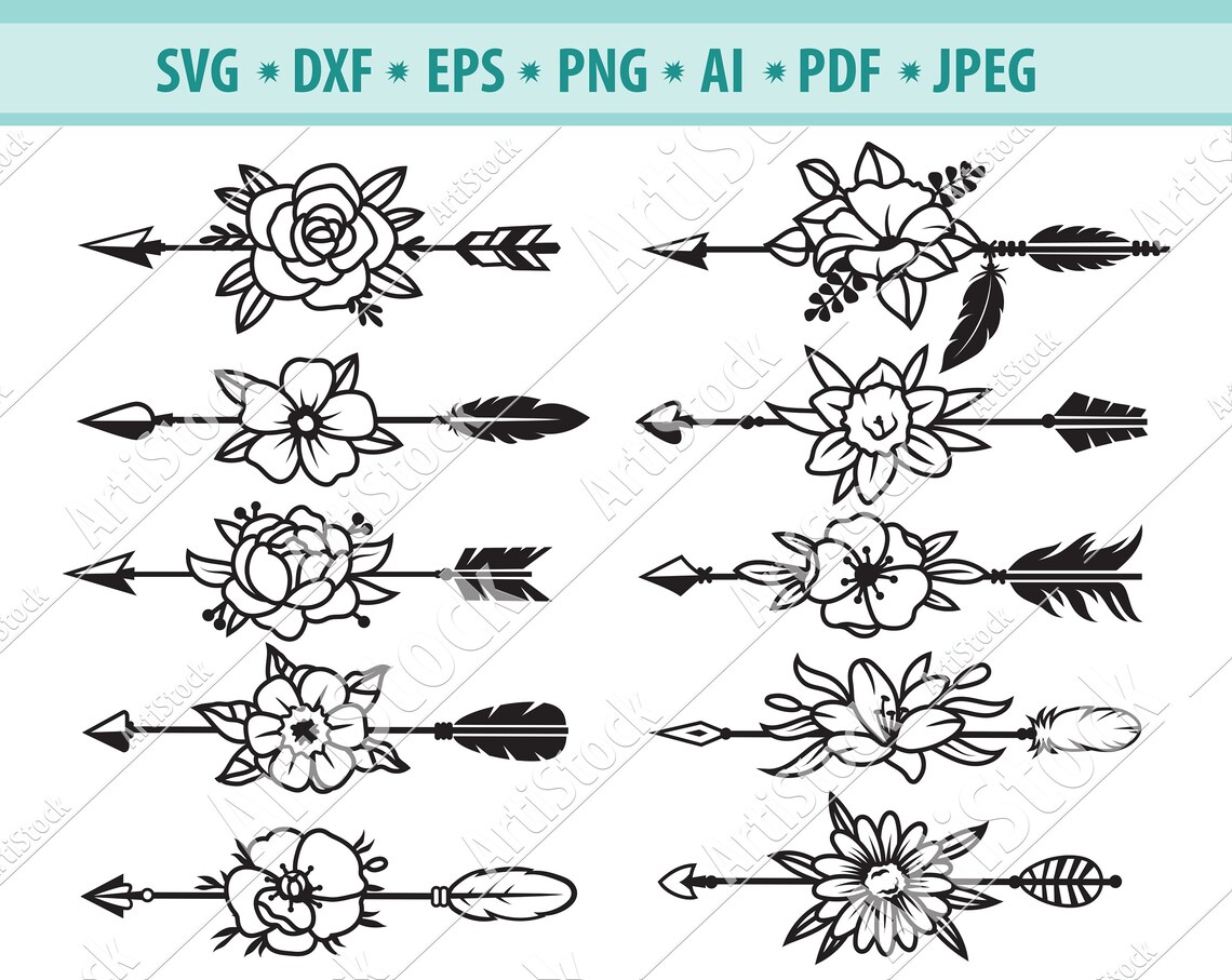 Arrows SVG File Arrows Cut File Arrow With Flowers Svg - Etsy
