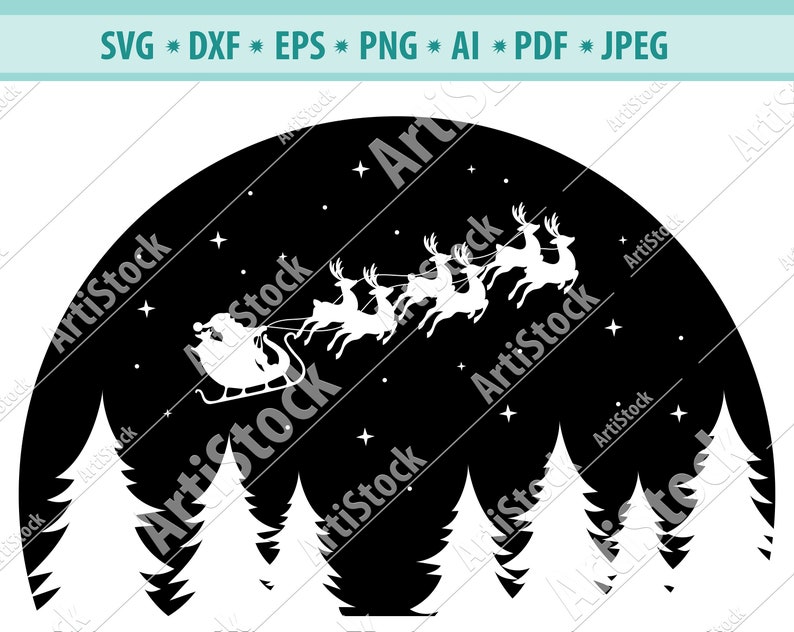 Christmas Svg Santa Svg Christmas Night Svg Flying Santa | Etsy