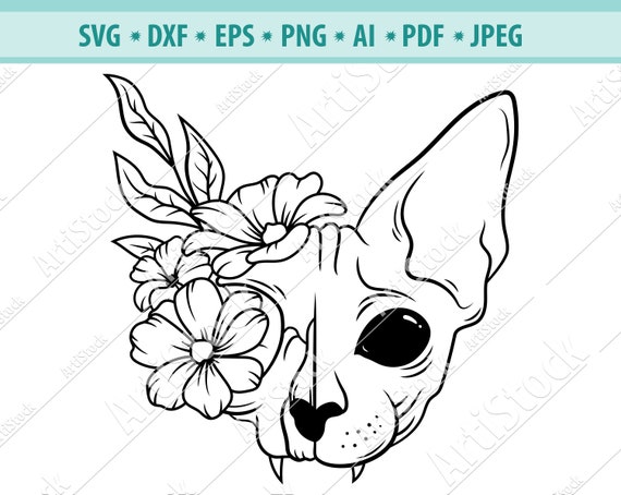 Sphynx Cat SVG Sphynx Cat With Flower Svg Skull Sphynx - Etsy