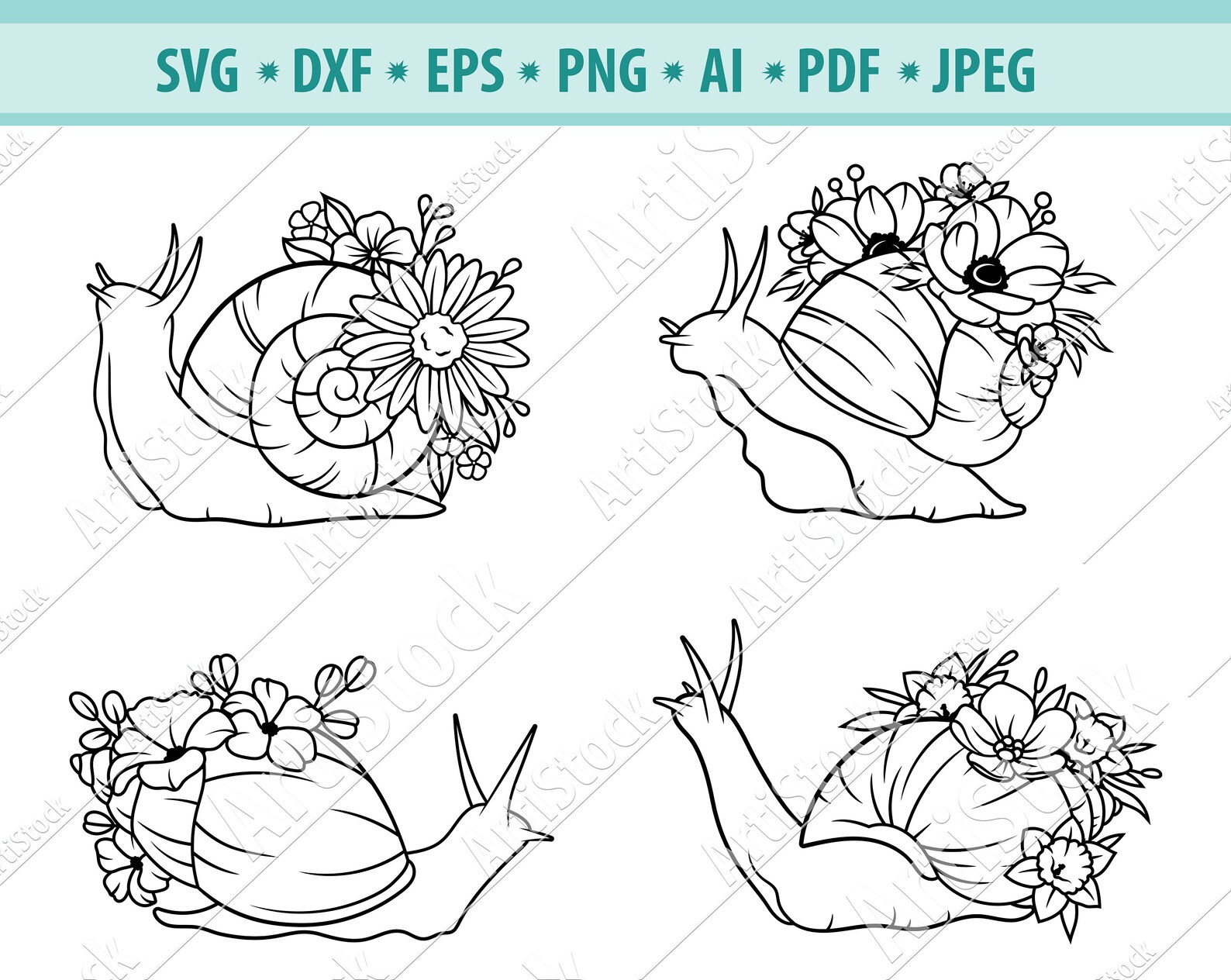 Snails SVG File Slugs SVG Flower Snail Svg Garden Insects - Etsy Canada