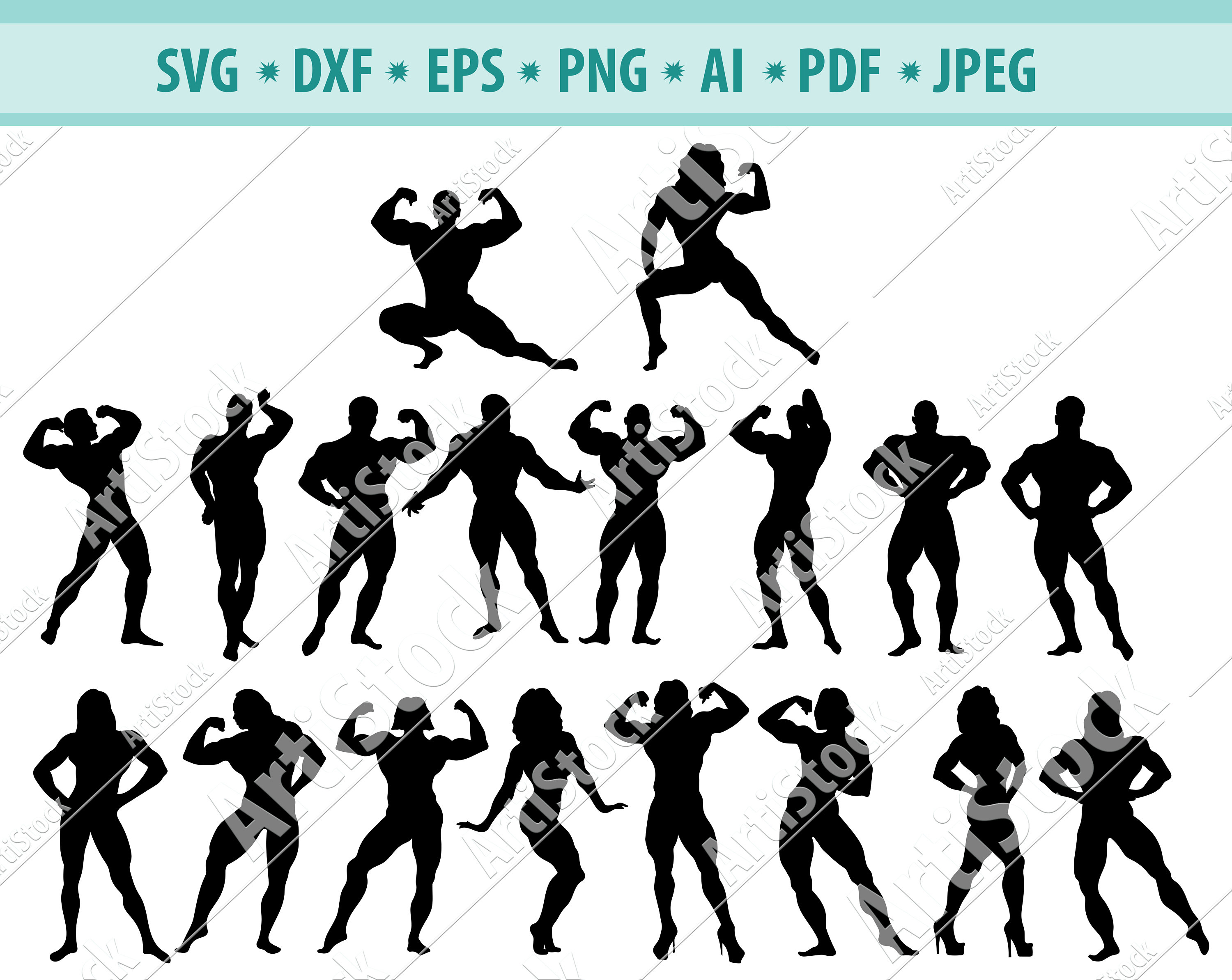 Bodybuilder Svg Bodybilding Silhouette Cut File Muscular Man - Etsy