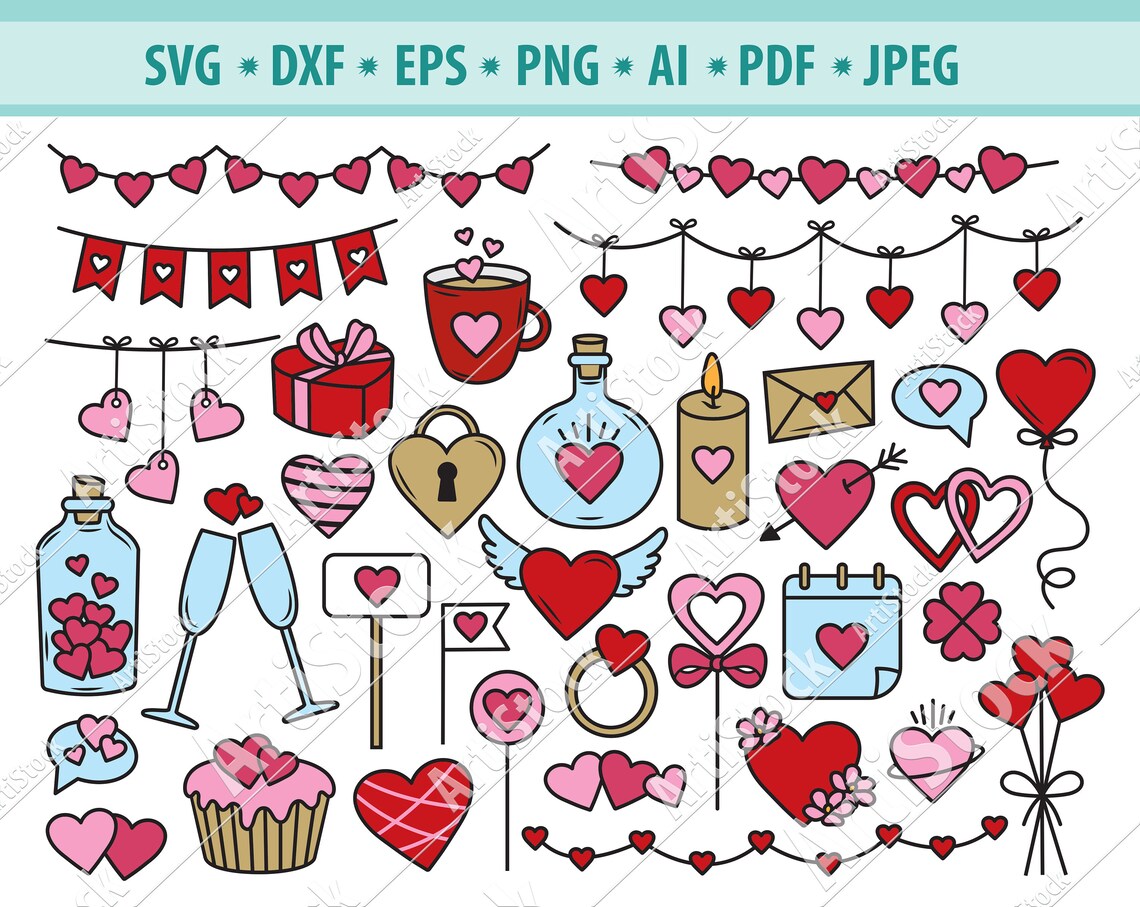 Valentines Day SVG Love Clipart Svg Valentine Elements SVG | Etsy