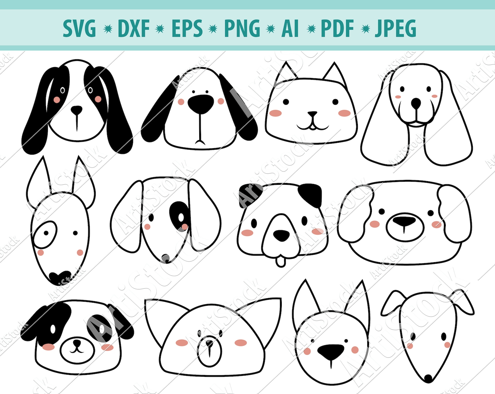 Dog Face Svg Puppy Svg Dog Clipart Dogs Breeds Png Cute - Etsy