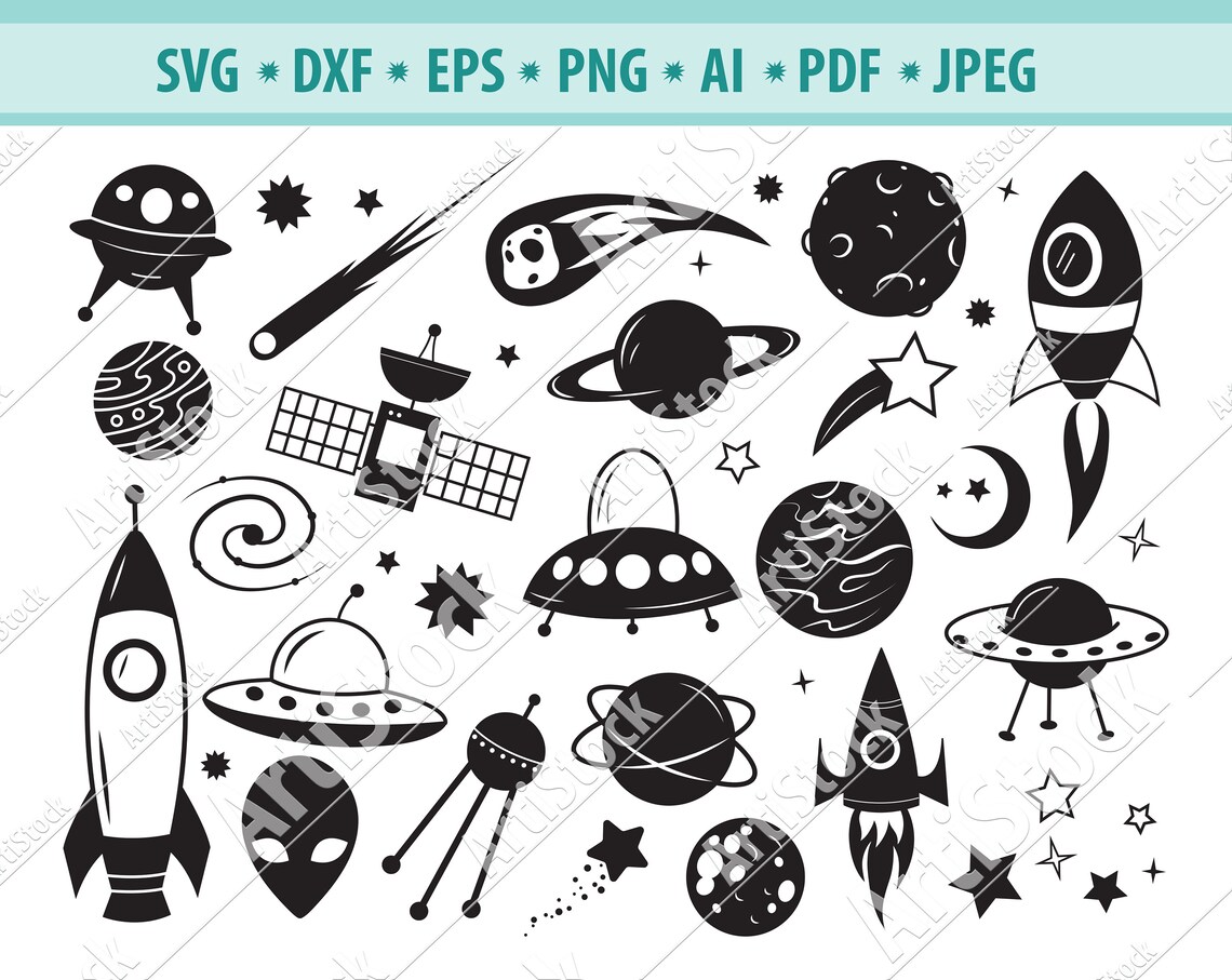 Space Svg Bundle, Cartoon Space Svg, Planets Svg, Earth Svg, Astronaut ...