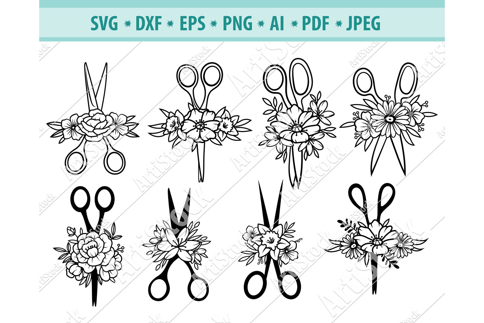 Floral Hairstylist Scissors Svg Hairdresser Svg Beautician - Etsy