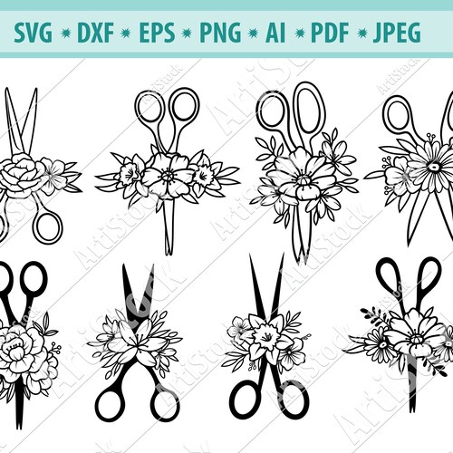 Floral Hairstylist Scissors Svg Hairdresser Svg Beautician | Etsy