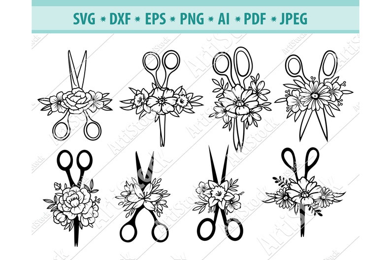 Floral Hairstylist Scissors Svg Hairdresser Svg Beautician - Etsy