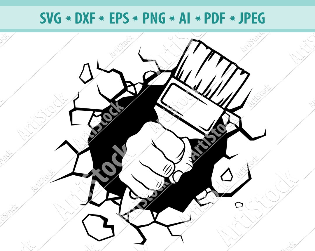 Brush Svg File, Smash Wall Painter Svg File, Painter Svg, Painting Svg ...