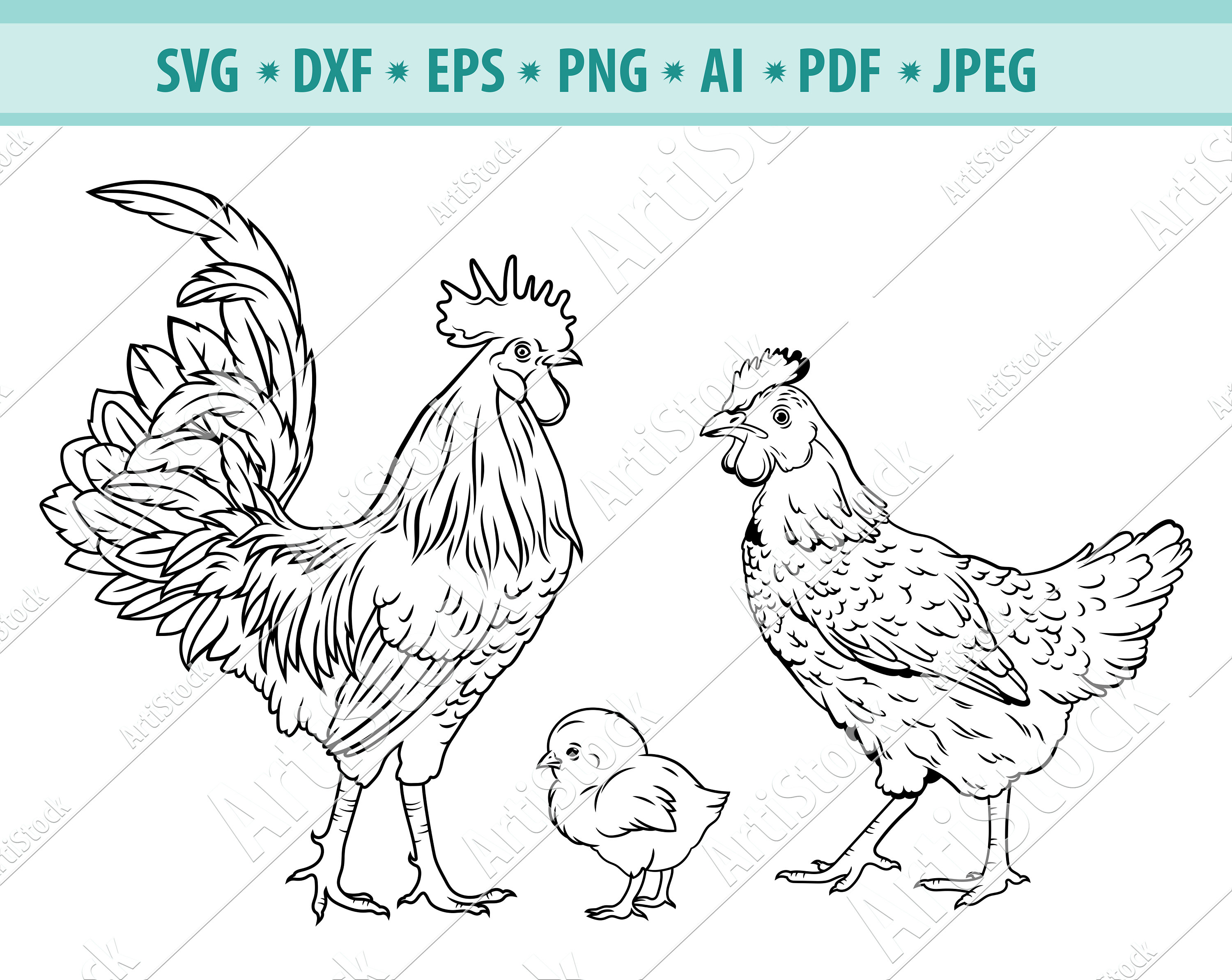 Rooster Family Svg Rooster Svg Hen Svg Chicken Svg | Etsy
