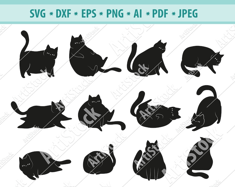 Funny Cat Svg Fat Cat Svg Lazy Kitten Svg Cat Lovers Svg - Etsy