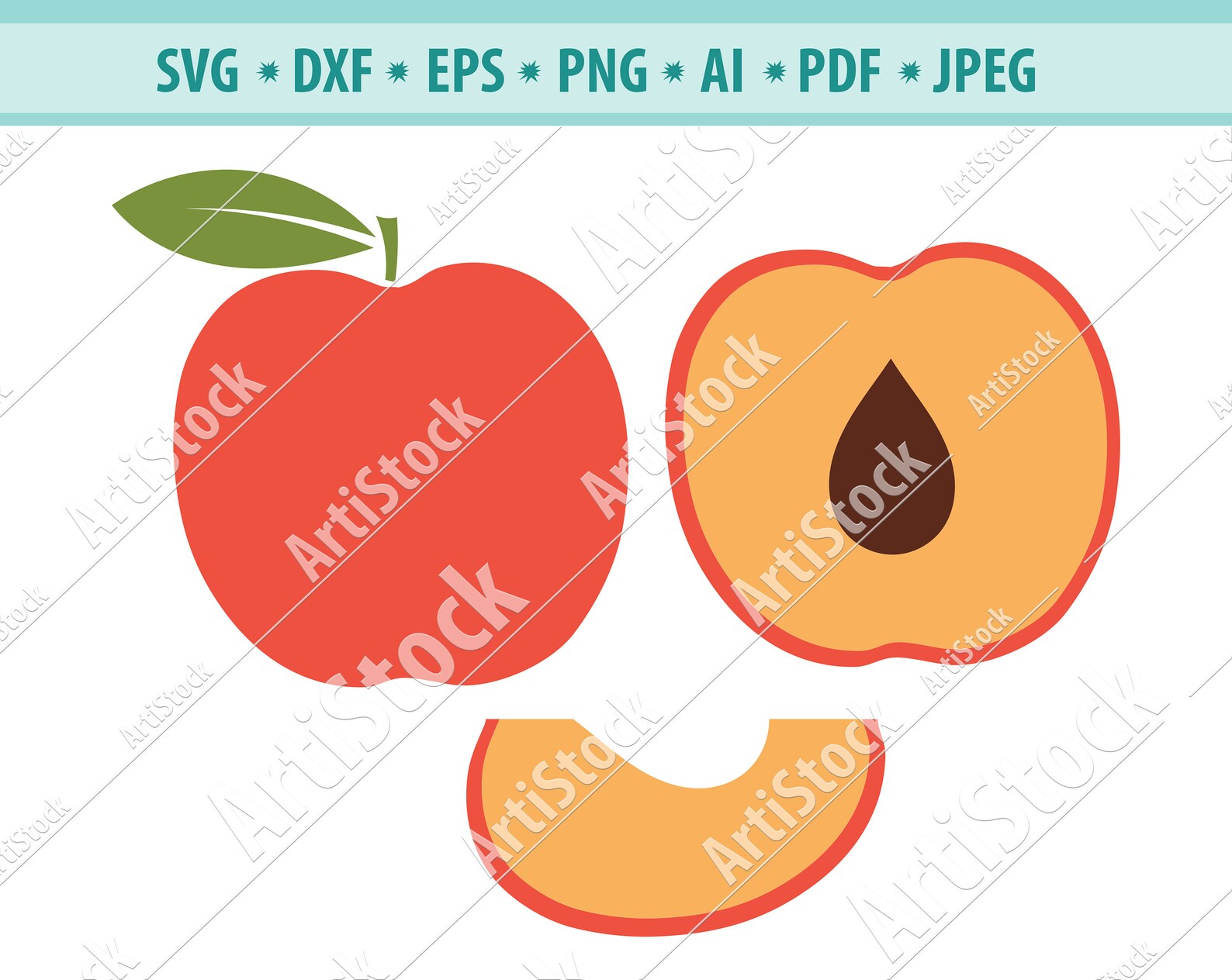 Peach Svg Fresh Peach Svg Peach Fruit Svg Peach Slice Svg | Etsy