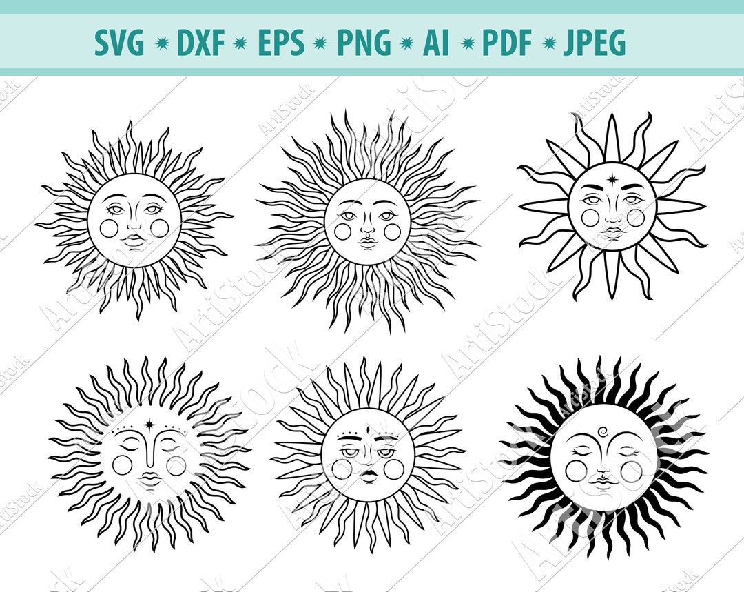 Boho Sun SVG, Sun Face Svg, Witchy Svg, Celestial Svg, Mystical Sun Svg ...