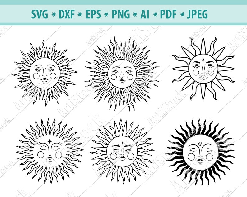 Boho Sun SVG Sun face Svg Witchy Svg Celestial svg | Etsy